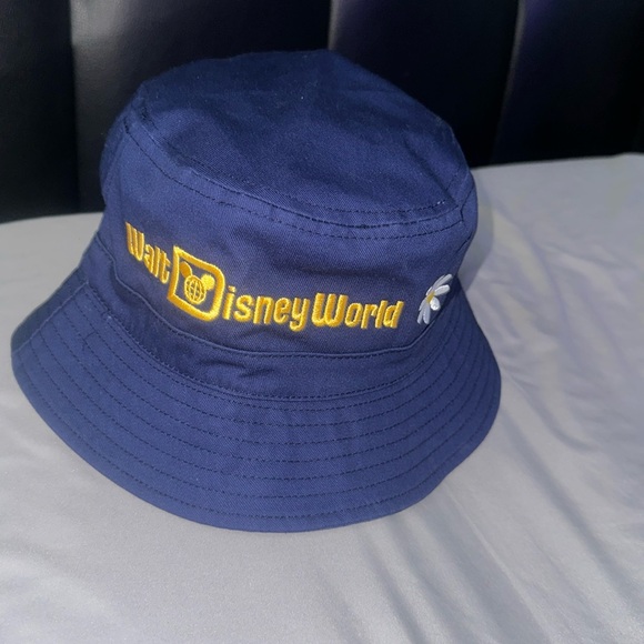 Disney | Accessories | Disneyworld Bucket Hat Blue Yellow Daisy Castle ...
